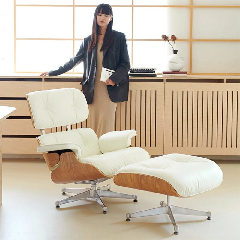 FAUTEUIL JAMES LOUNGE CHAIR EN CUIR ANILINE ET BOIS DE PALISSANDRE ...