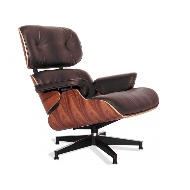 FAUTEUIL JAMES LOUNGE CHAIR EN CUIR ANILINE ET BOIS DE PALISSANDRE ...
