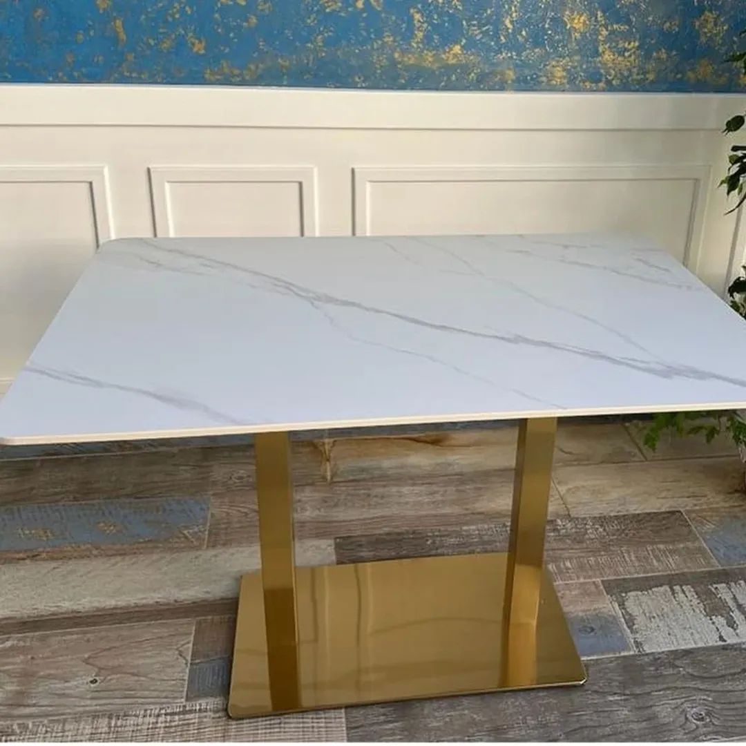 120×70 cm/ Table rectangulaire 120×70 en quartz artificiel avec pied ...